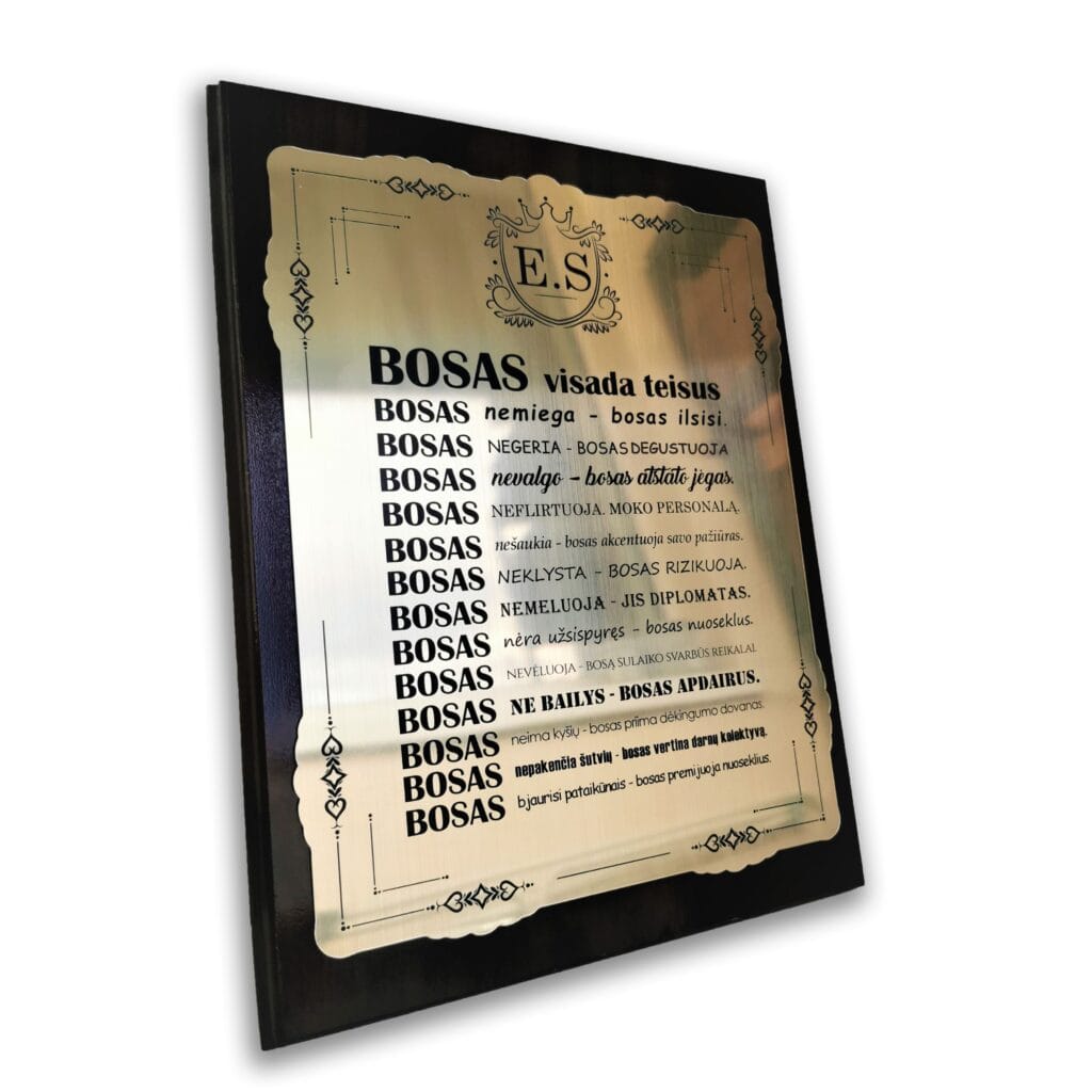 Plaketė BOSO dienai paminėti - Gravertas.lt